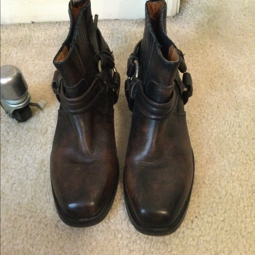 Beautiful Diesel Dark Brown Leather Harness Bootie - Gem